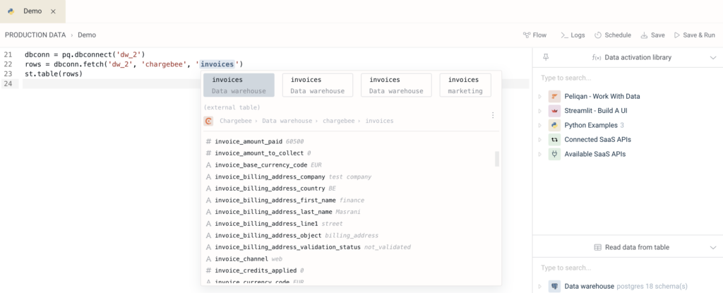 Low-code Python for data integration and activation - Peliqan